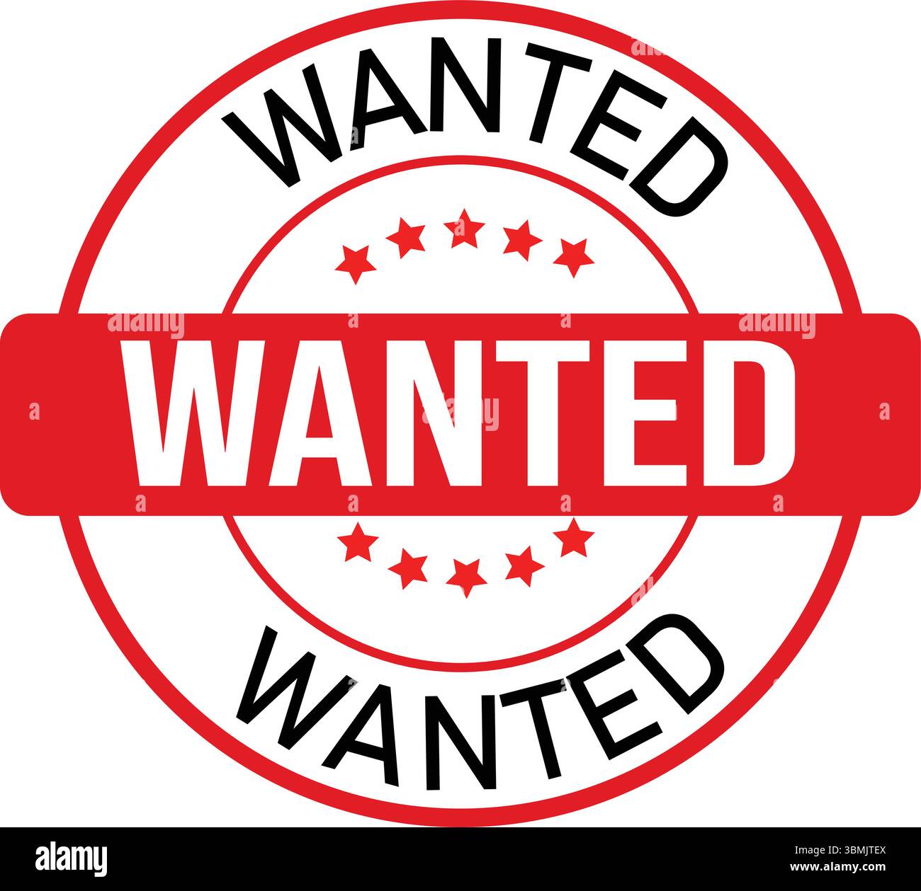 Vintage Wanted Circular Seal with Red Stars Emblem Stock Vector Image & Art - Alamy