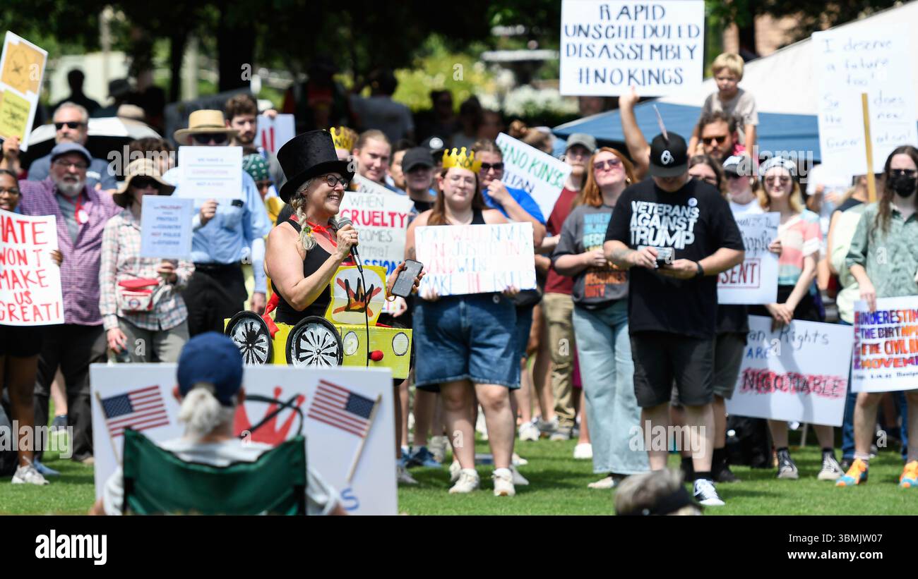 Montgomery, Alabama, USA - June 14, 2025: Protester holding a sign at ...