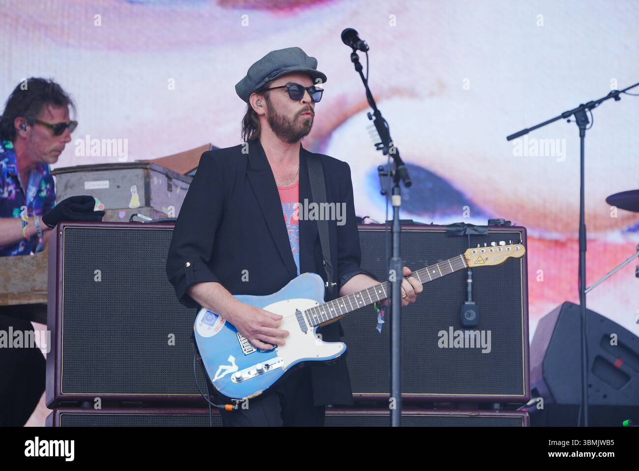 Supergrass performing on the Pyramid Stage during the Glastonbury ...