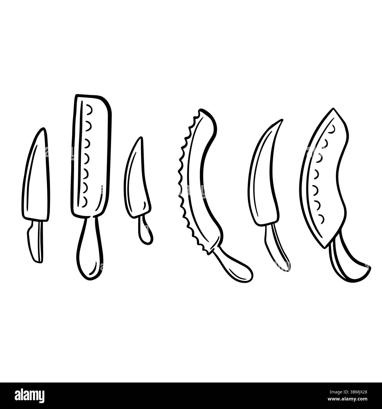Cartoon Kitchen Knife Knives Vector Utensil Illustration Icon Stock ...