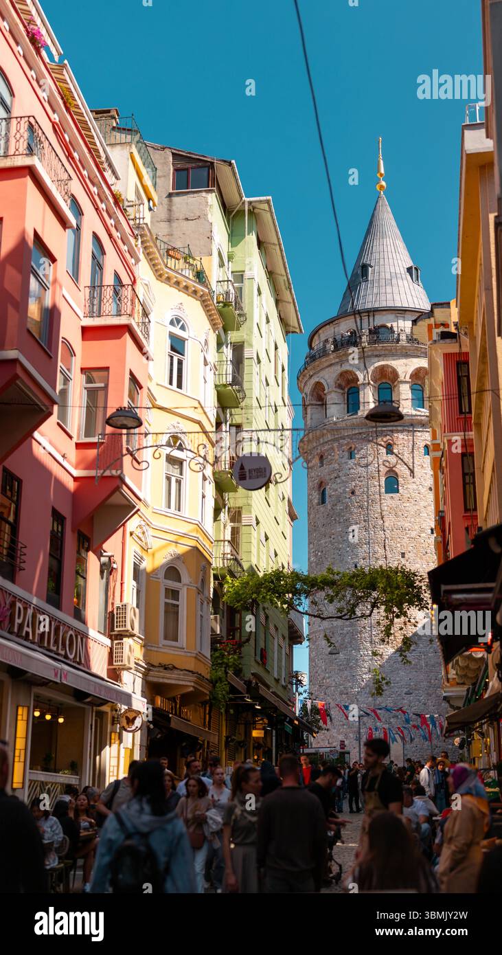 Istanbul, Turkiye - MAY 12, 2025: The Galata Tower is an ancient ...