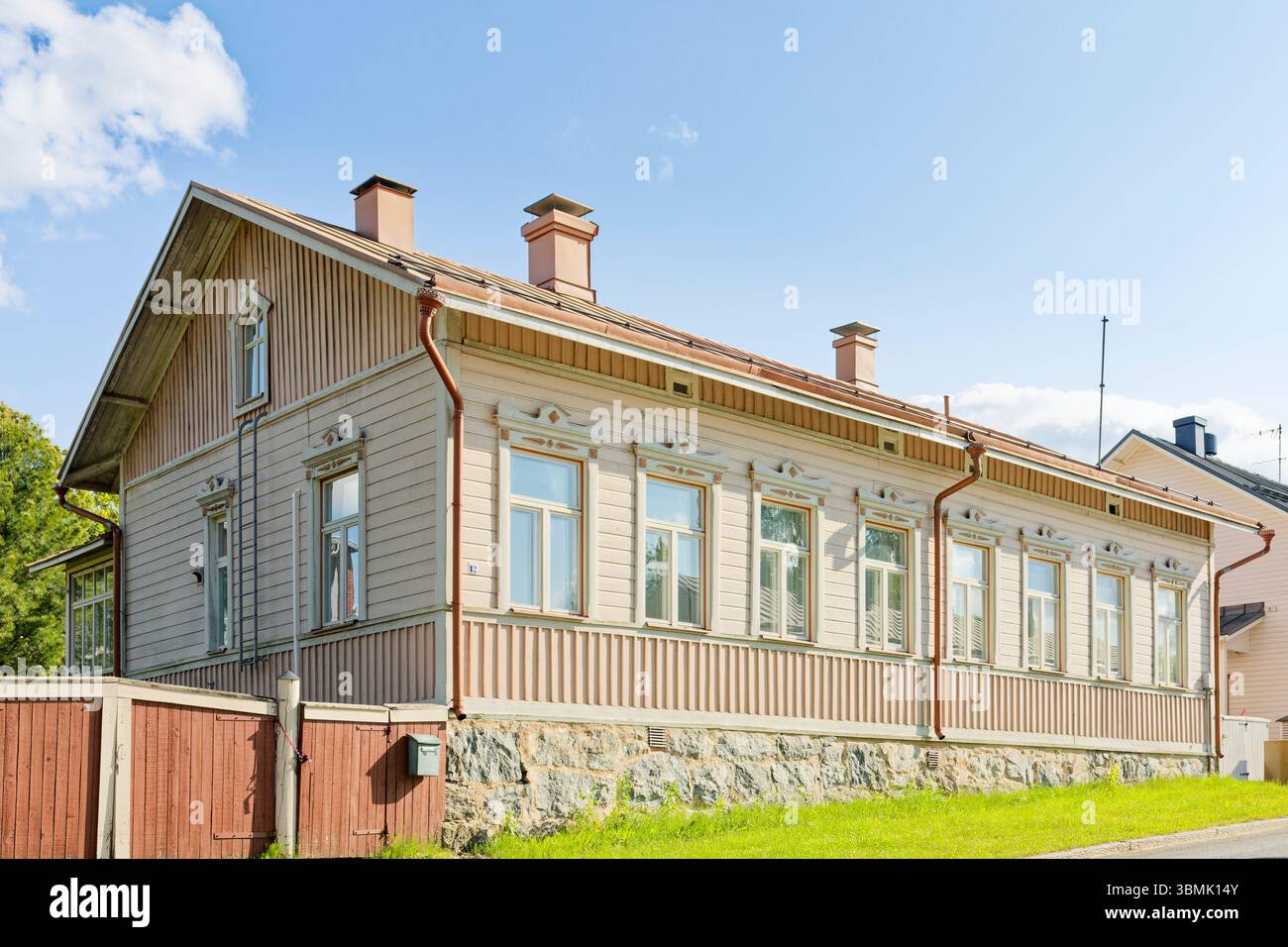 Traditional wooden house architecture in Nurmes, Finland Stock Photo ...