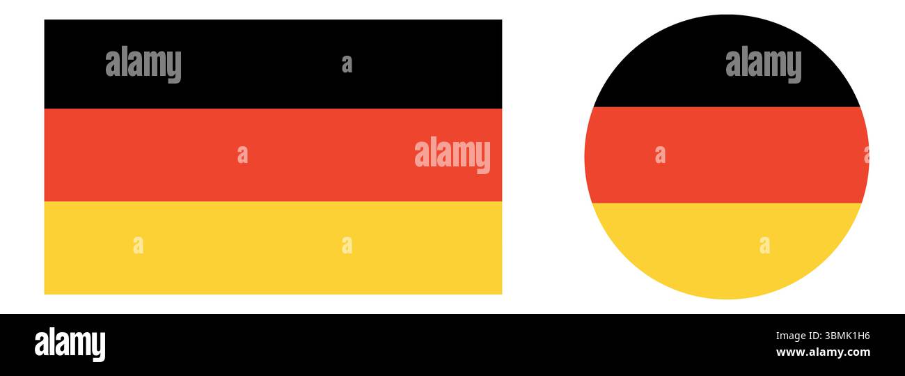 Set of German flags isolated. German flags set in square and circle ...