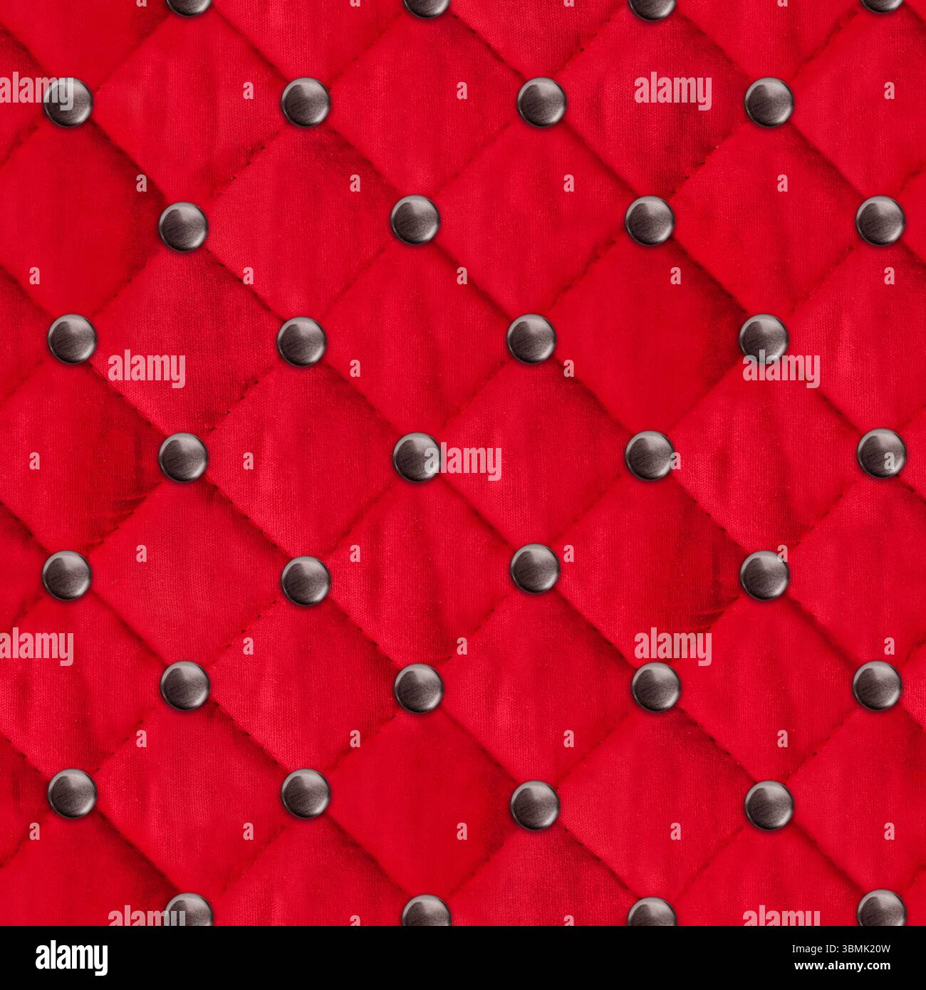 Seamless 4k photo texture of vibrant red colored quilted and stitched ...