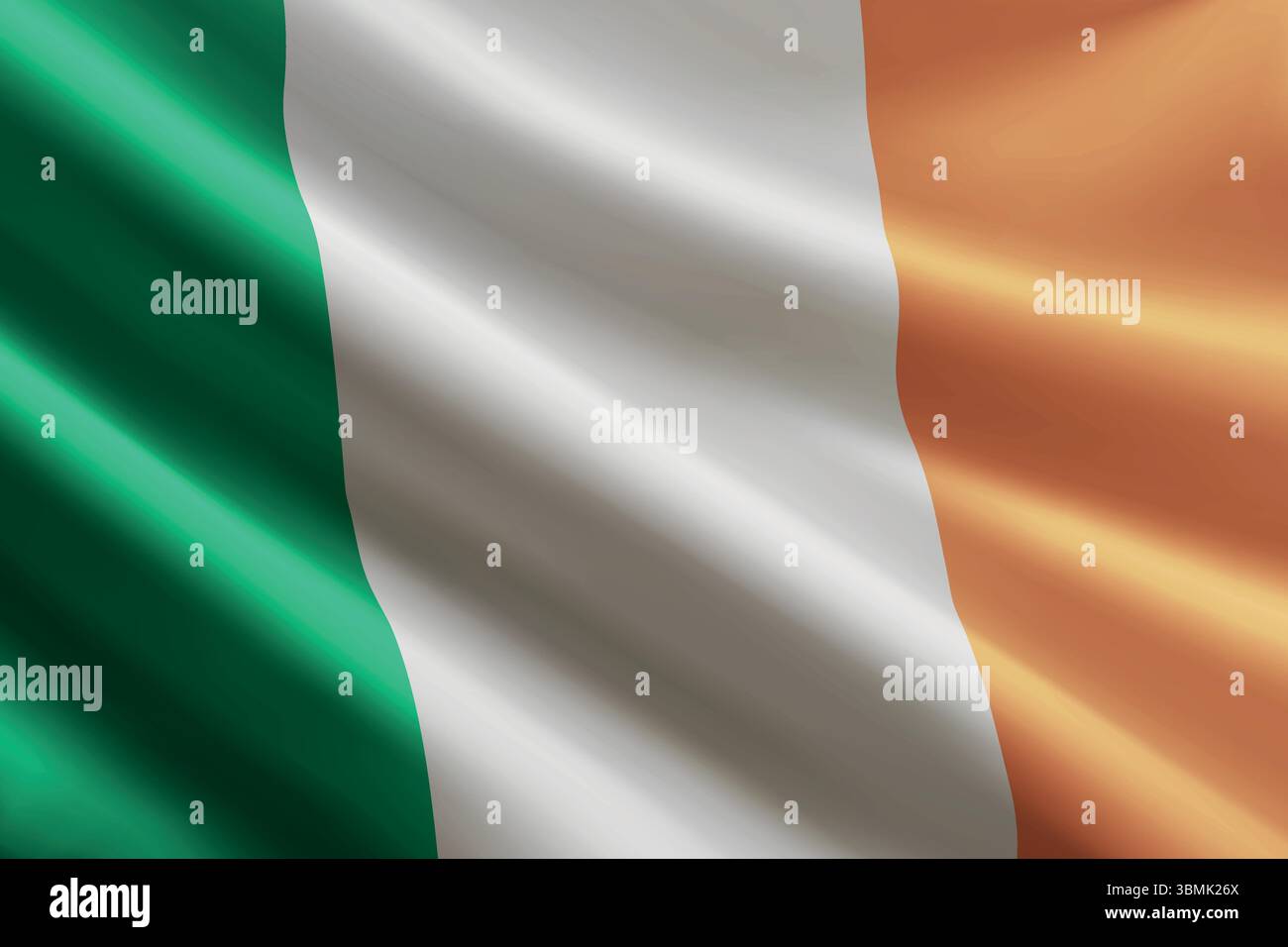 Ireland national flag waving in the wind, realistic detailed silk ...