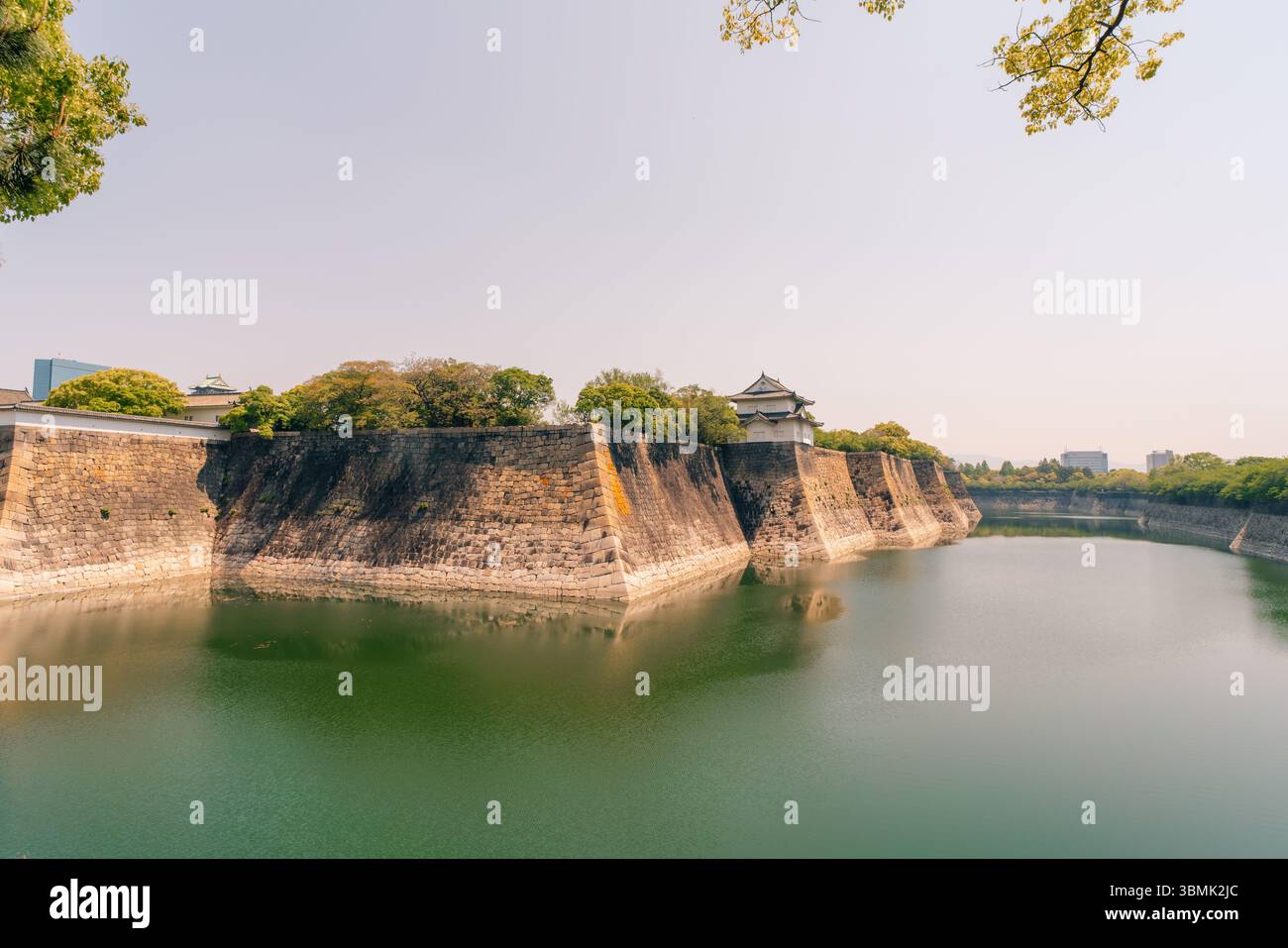 Osaka Castle main keep (Tenshu) on inner wall. Osaka Castle is a ...