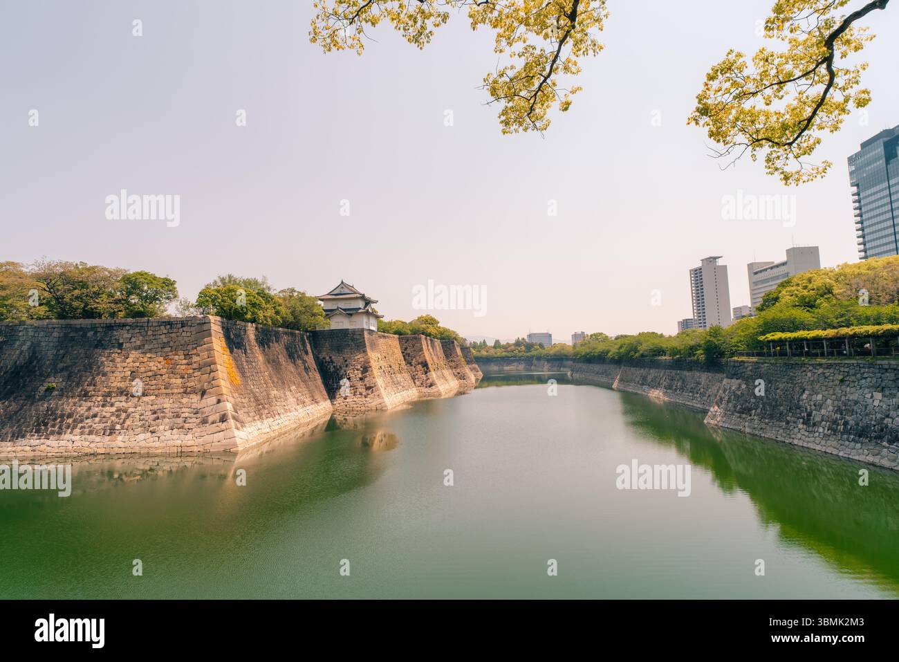 Osaka Castle main keep (Tenshu) on inner wall. Osaka Castle is a ...