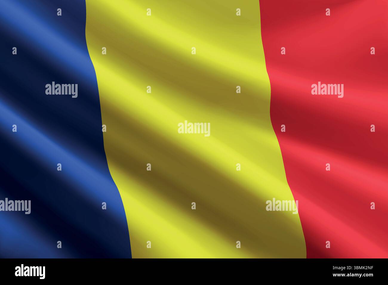 Romania national flag waving in the wind, realistic detailed silk ...
