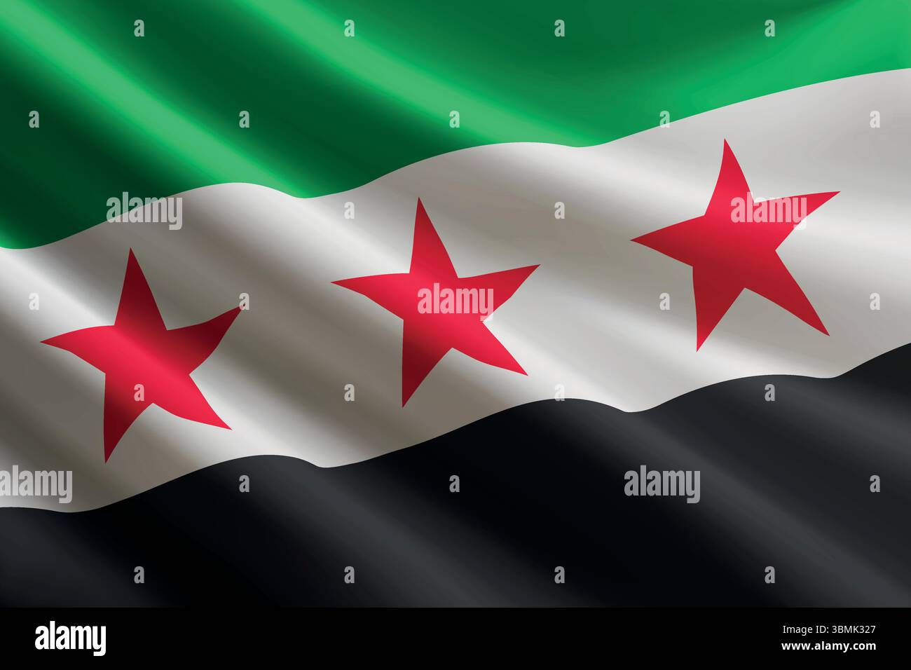 Syria national flag waving in the wind, realistic detailed silk texture ...