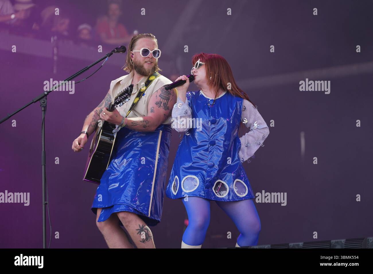 CMAT performing on the Pyramid Stage during the Glastonbury Festival at ...