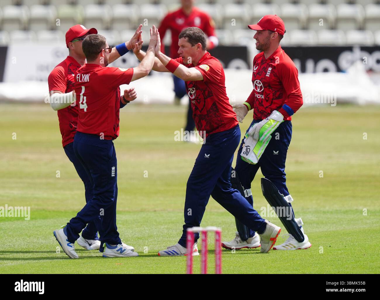 England's James Dixon celebrates taking the wicket of India's Rajesh ...