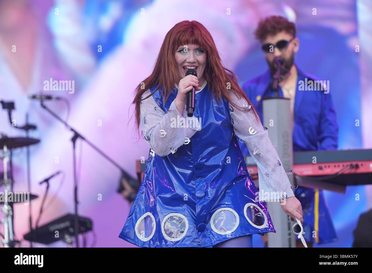CMAT performing on the Pyramid Stage during the Glastonbury Festival at ...