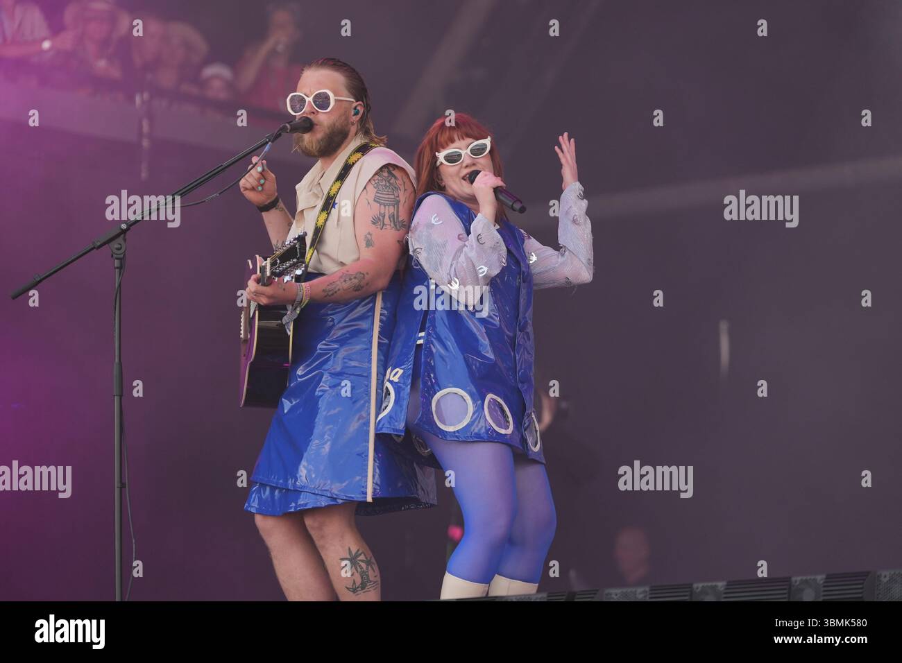 CMAT performing on the Pyramid Stage during the Glastonbury Festival at ...