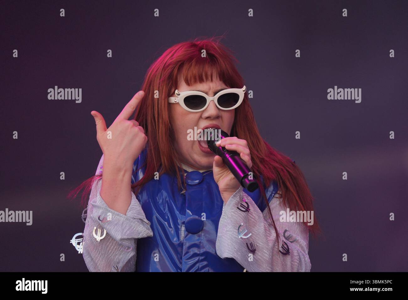 CMAT performing on the Pyramid Stage during the Glastonbury Festival at ...