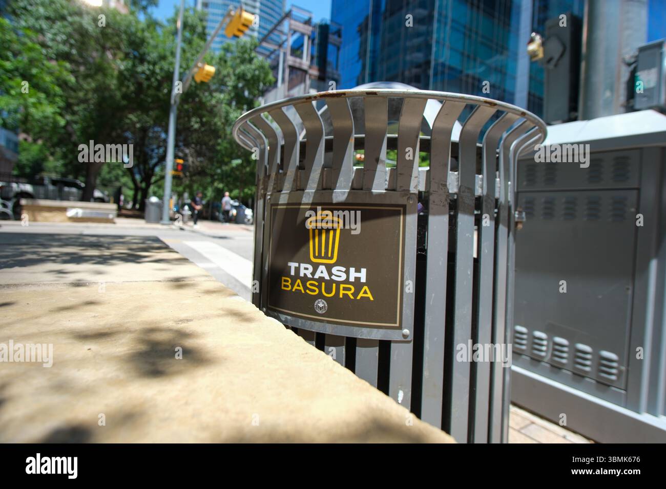 27 MAY 2025 - Austin, TX, USA - A Trash bin on the streets of Austin ...