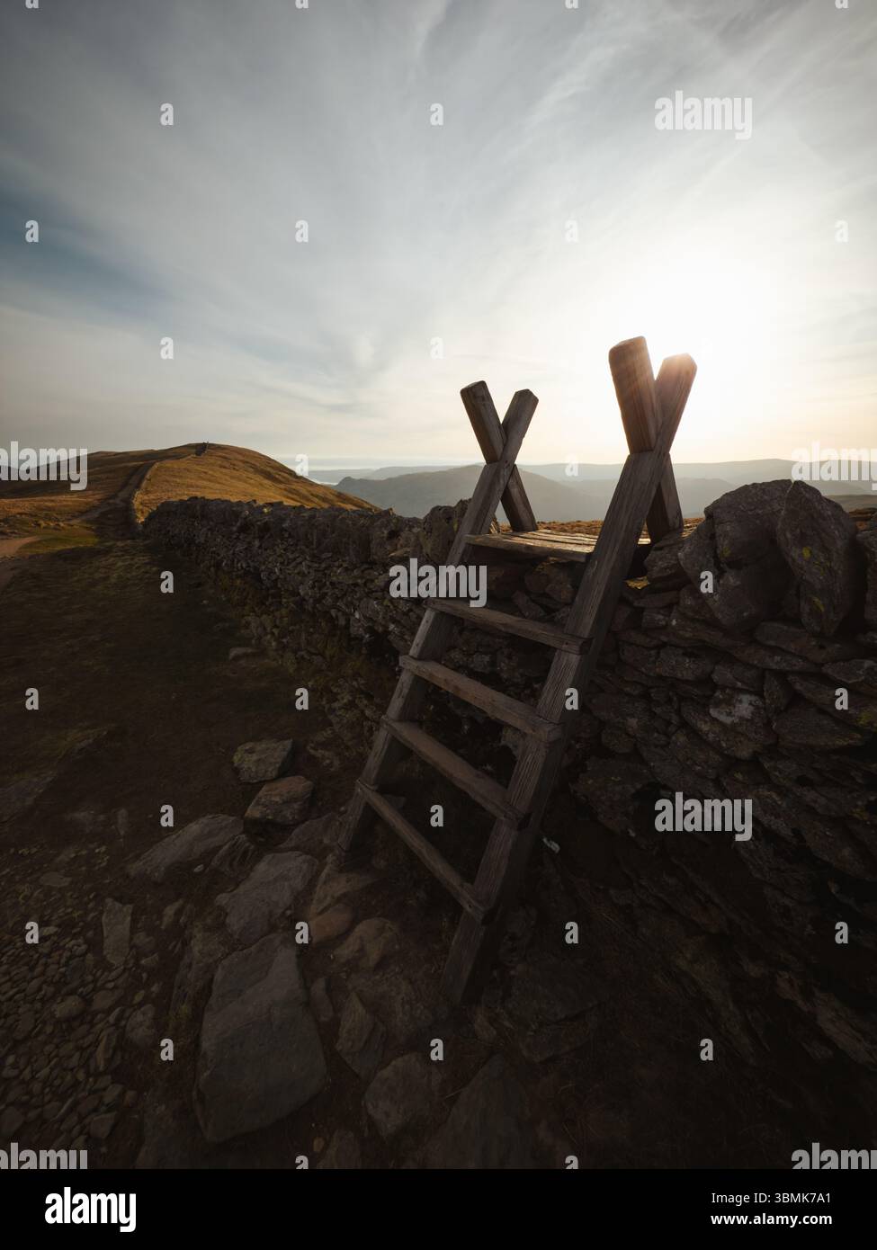 Stile, walking, Helvellyn Stock Photo - Alamy
