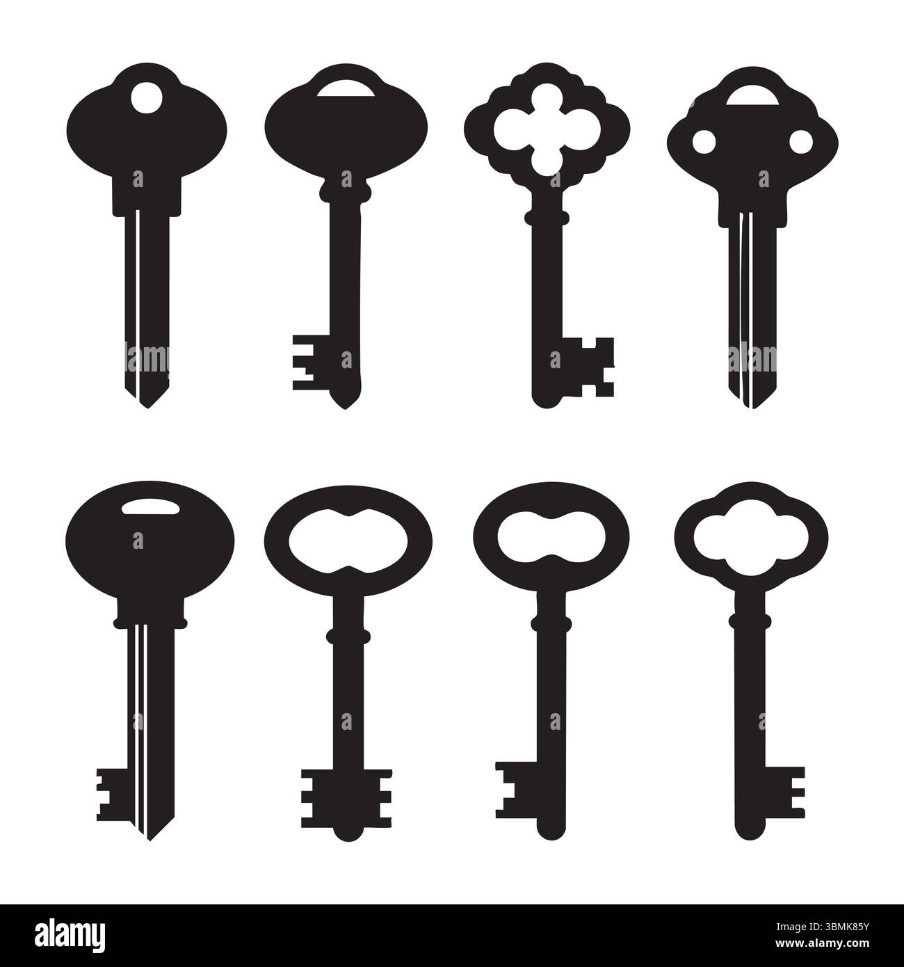 Silhouette set of keys on white background Stock Vector Image & Art - Alamy
