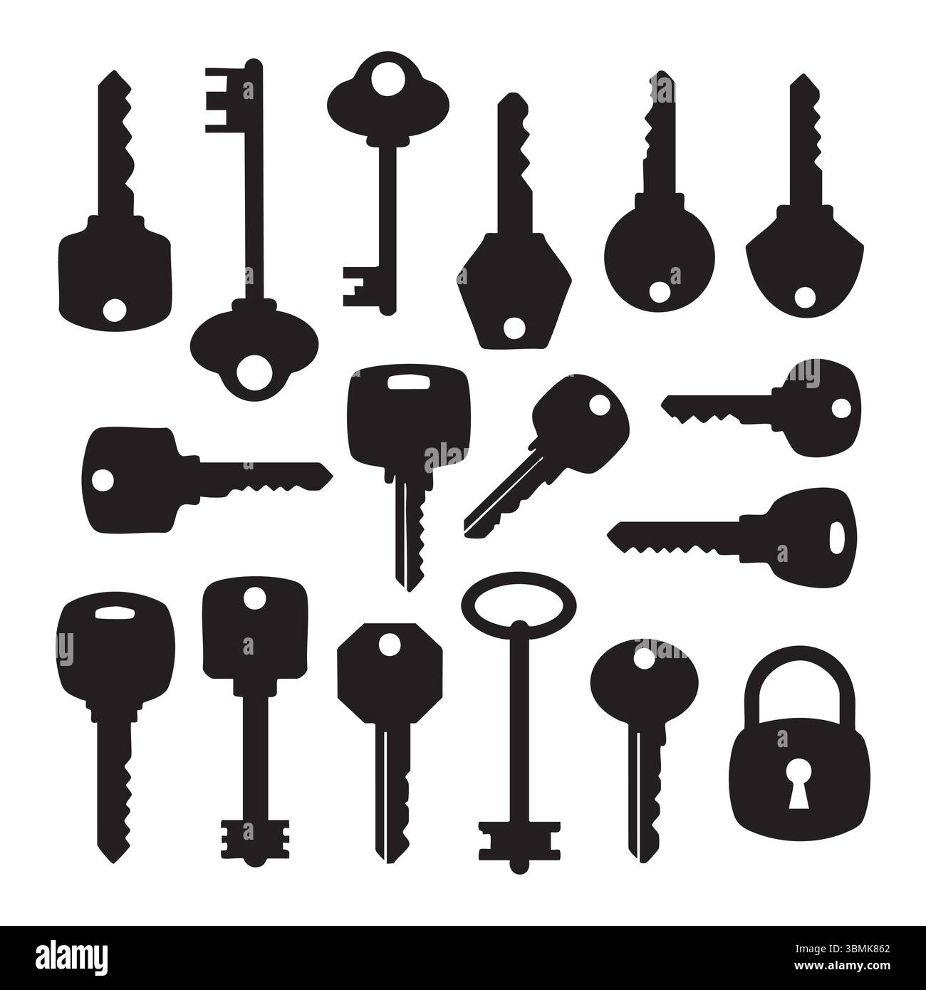 Silhouette set of keys on white background Stock Vector Image & Art - Alamy
