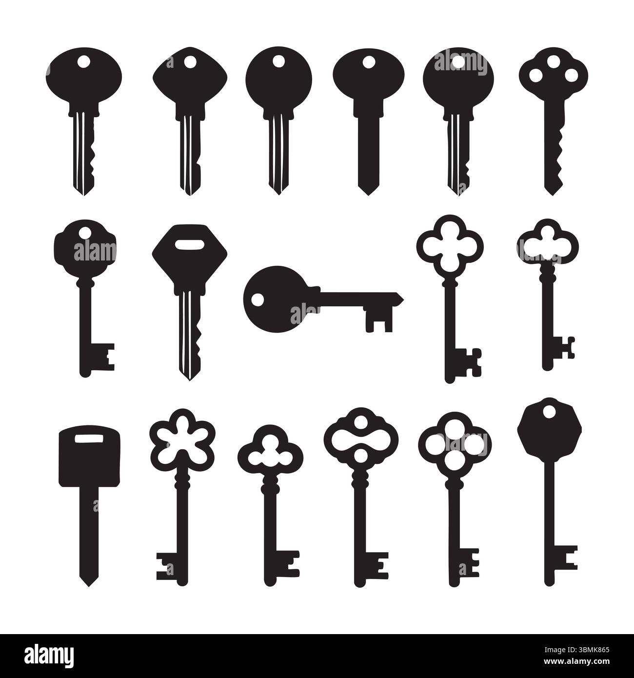Silhouette set of keys on white background Stock Vector Image & Art - Alamy