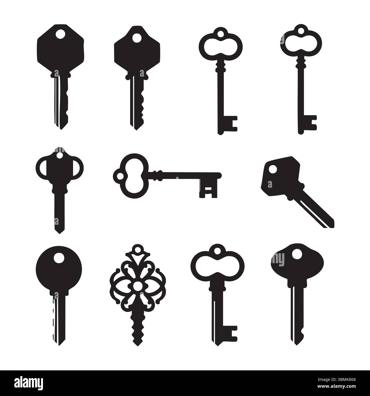 Silhouette set of keys on white background Stock Vector Image & Art - Alamy