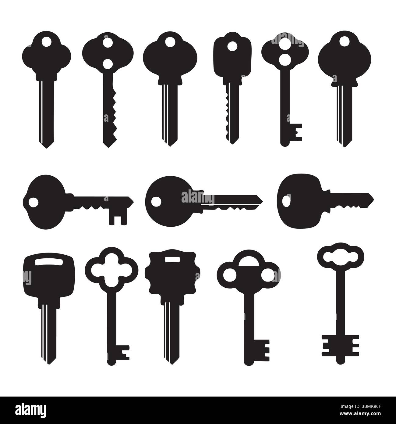 Silhouette set of keys on white background Stock Vector Image & Art - Alamy