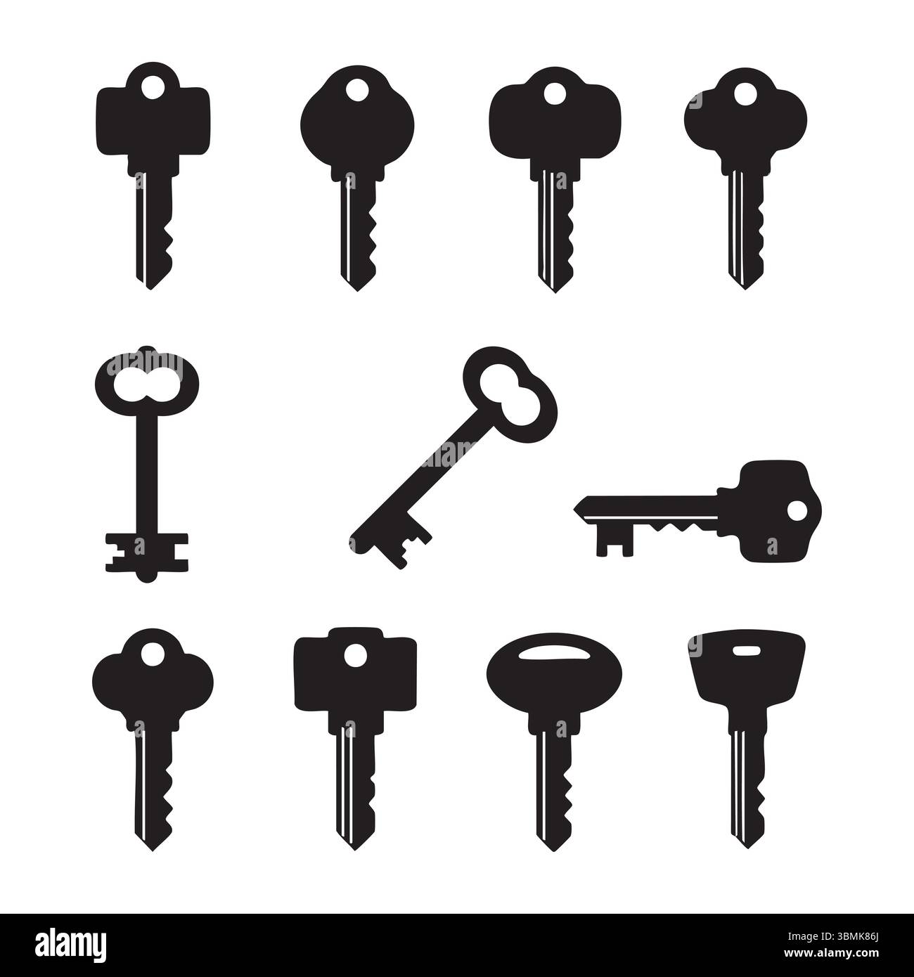 Silhouette set of keys on white background Stock Vector Image & Art - Alamy