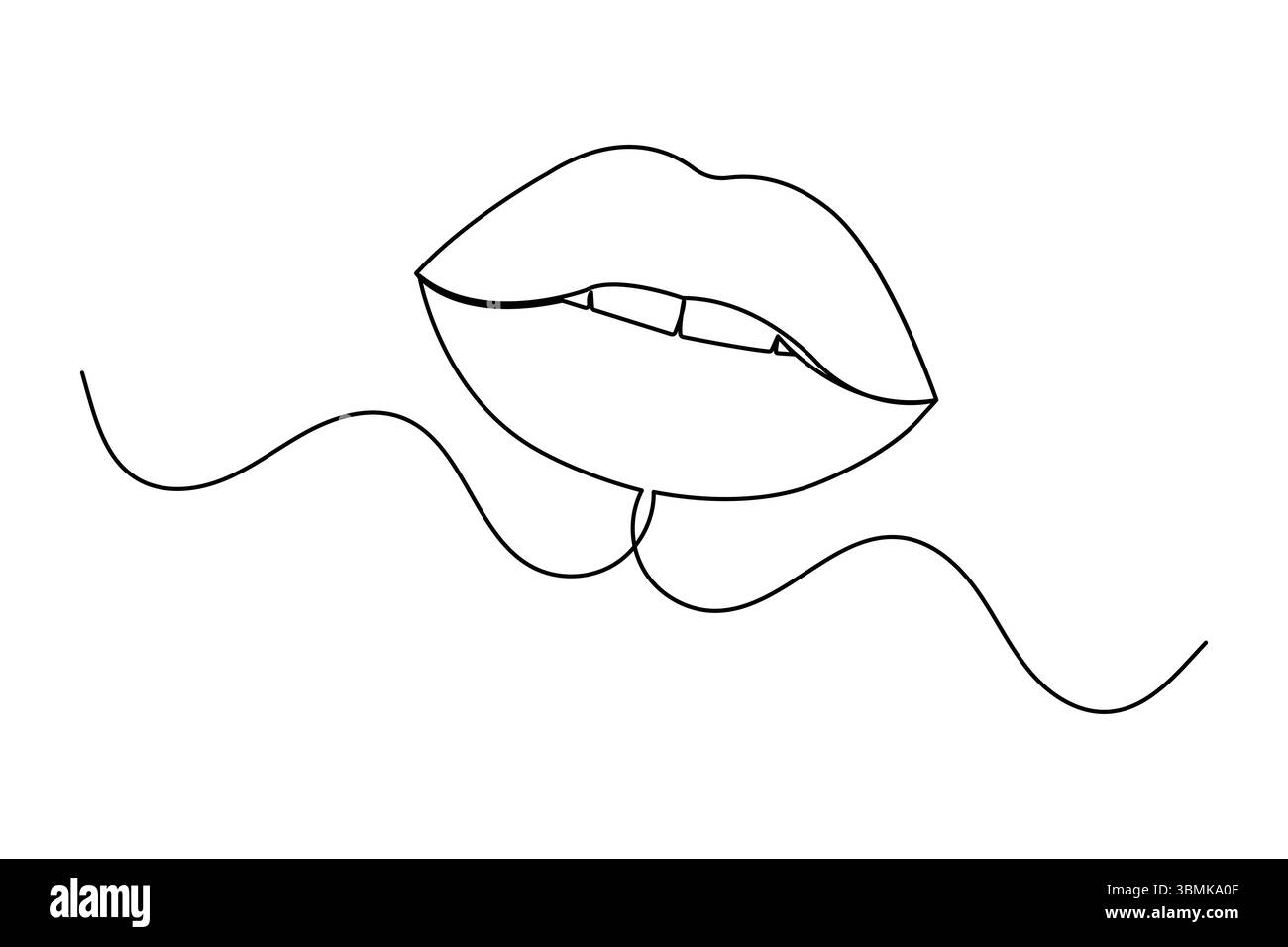 Continuous one line art drawing of woman Lips isolated outline vector ...