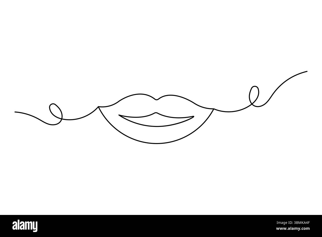 Continuous one line art drawing of woman Lips isolated outline vector ...