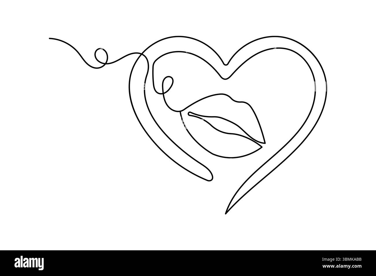 Continuous one line art drawing of woman Lips isolated outline vector ...