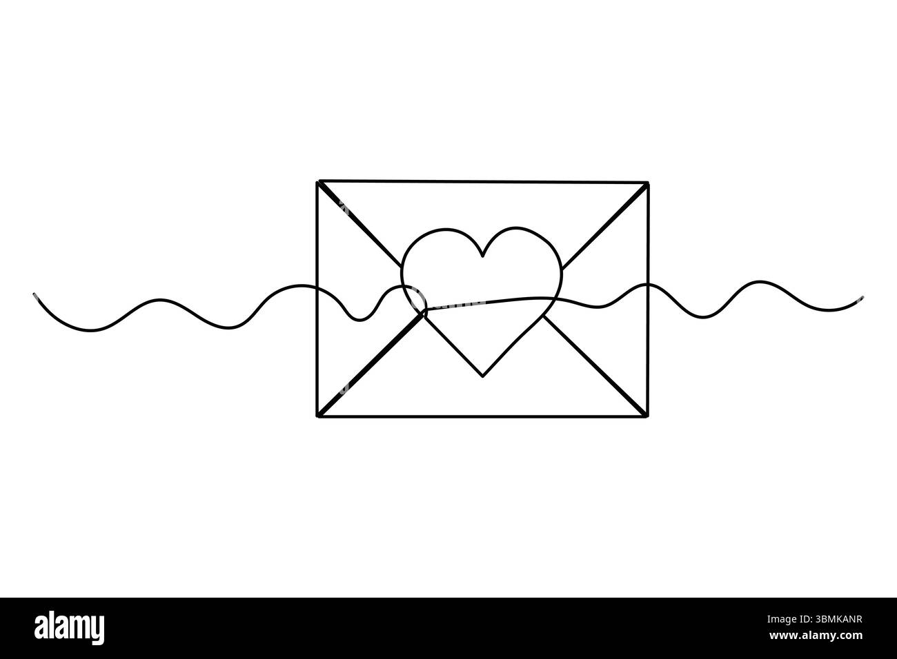 Love letter continuous single line art drawing of concept doodle style ...