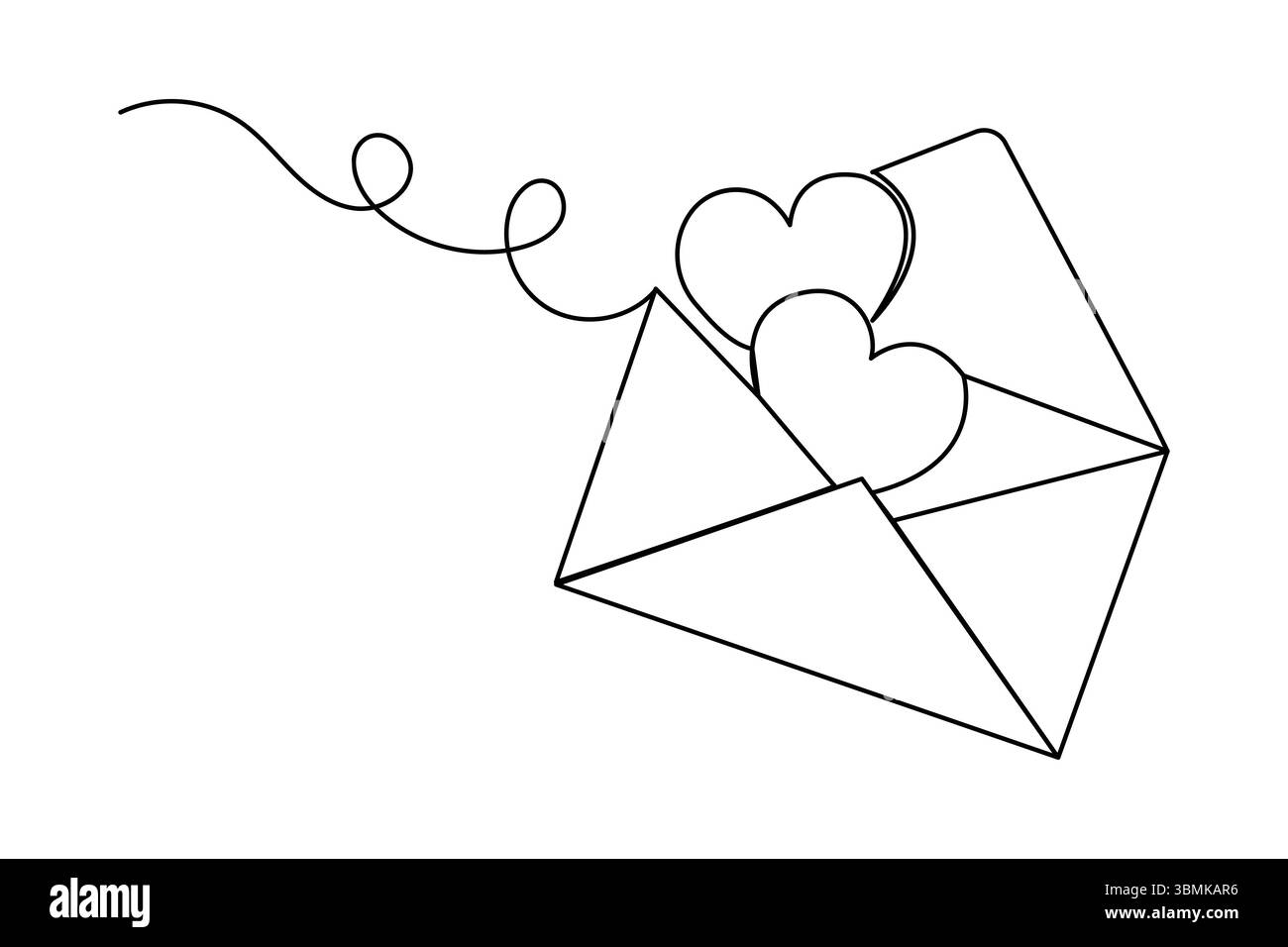 Love letter continuous single line art drawing of concept doodle style ...