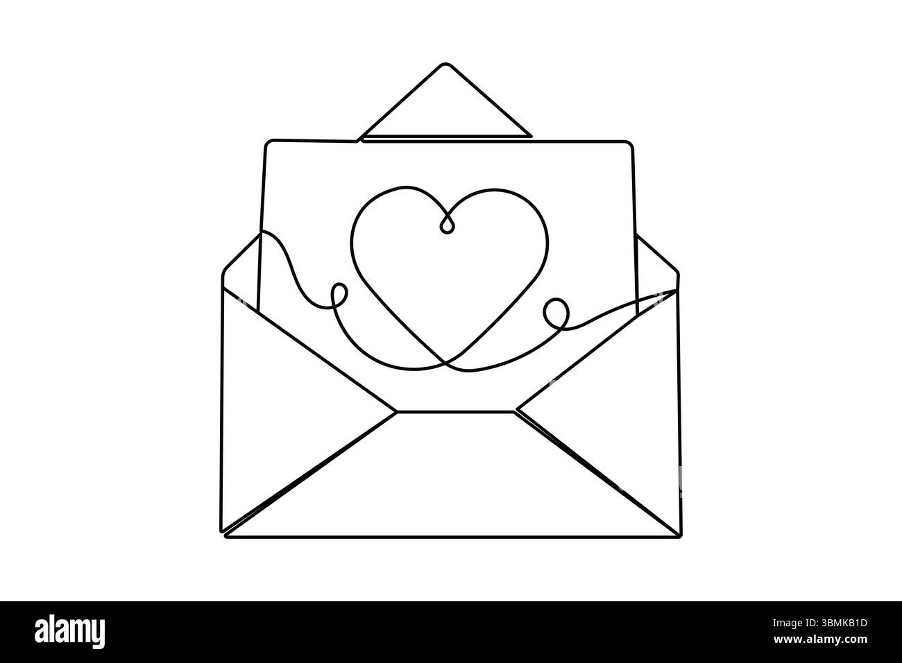Love letter continuous single line art drawing of concept doodle style ...