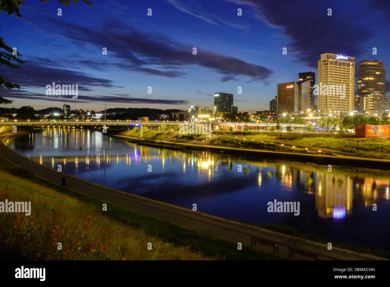Vilnius city center at night Stock Photo - Alamy
