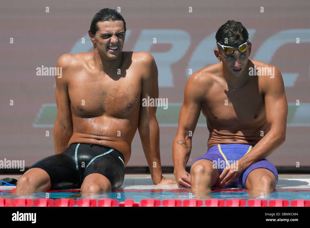 Thomas Ceccon and Paolo Conte Bonin of Italy competes in the Men 100m ...