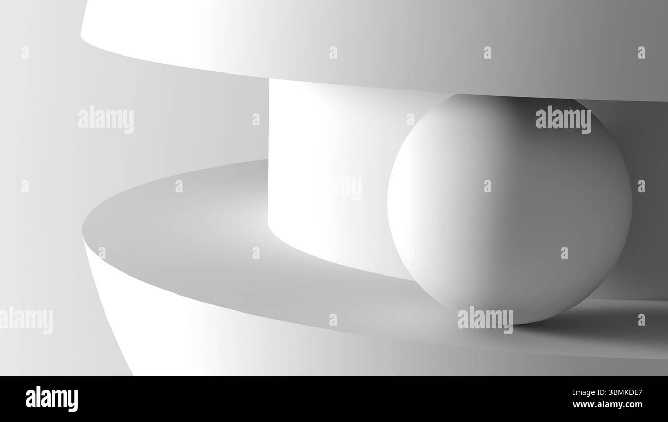 Minimalistic artistic depiction featuring geometric white shapes ...