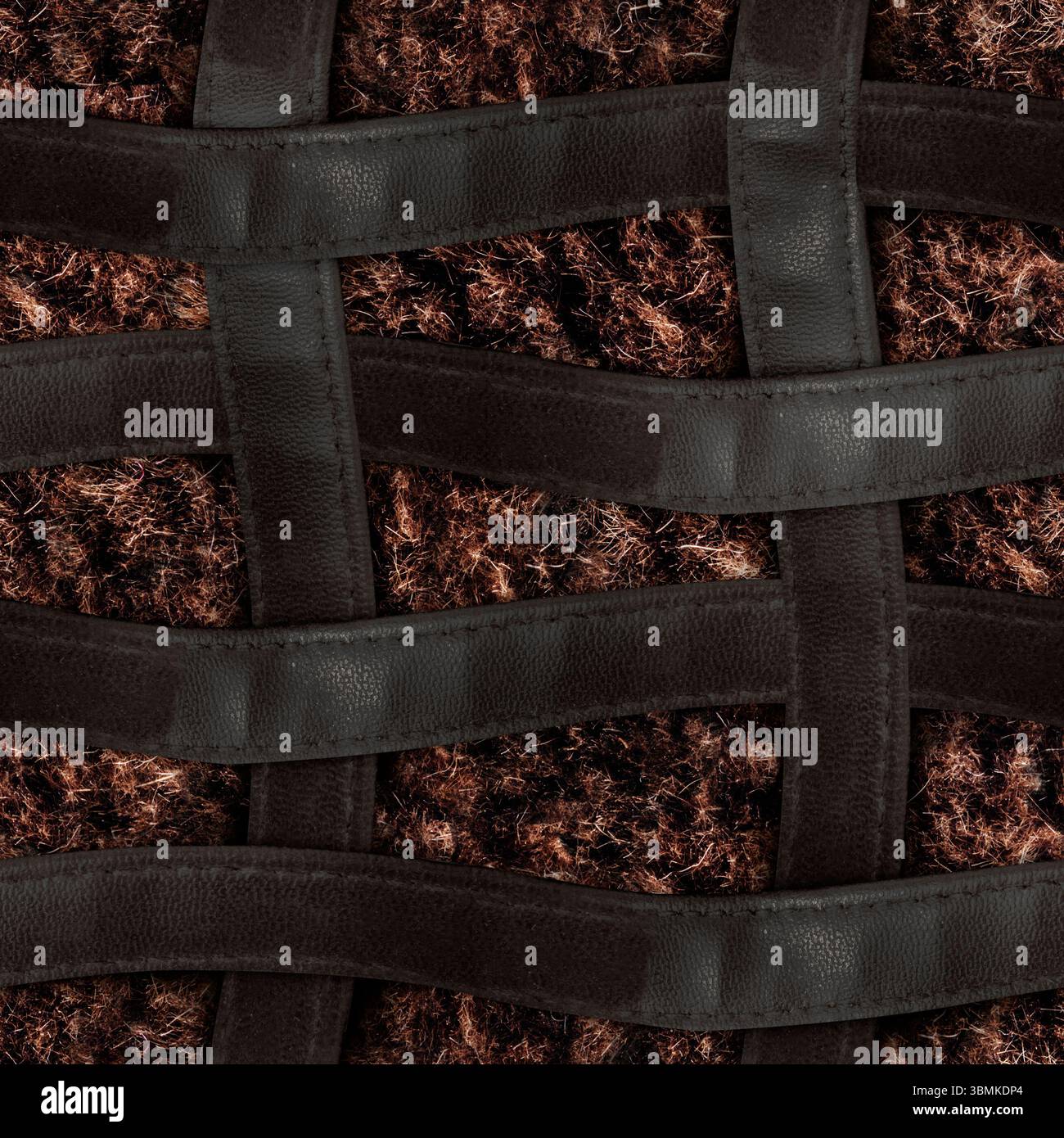 Seamless 4k photo material texture of brown wool fur with black leather ...