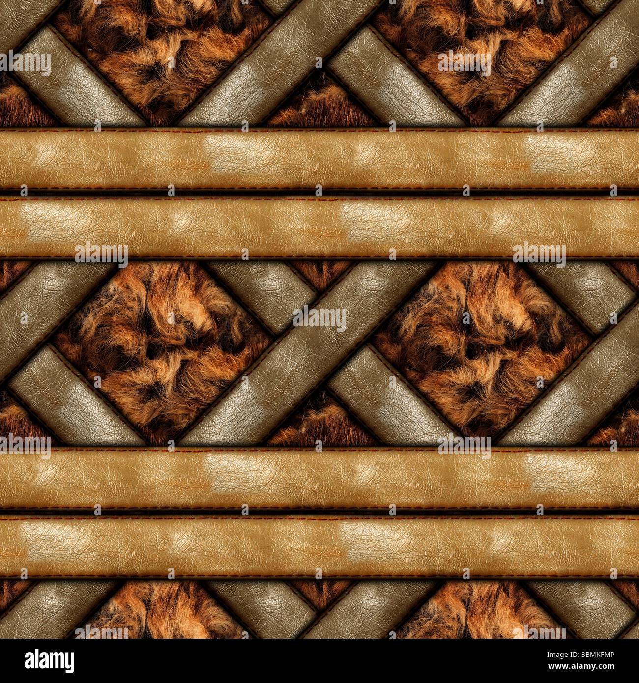 Seamless 4k photo material texture of brown fur with leather golden ...