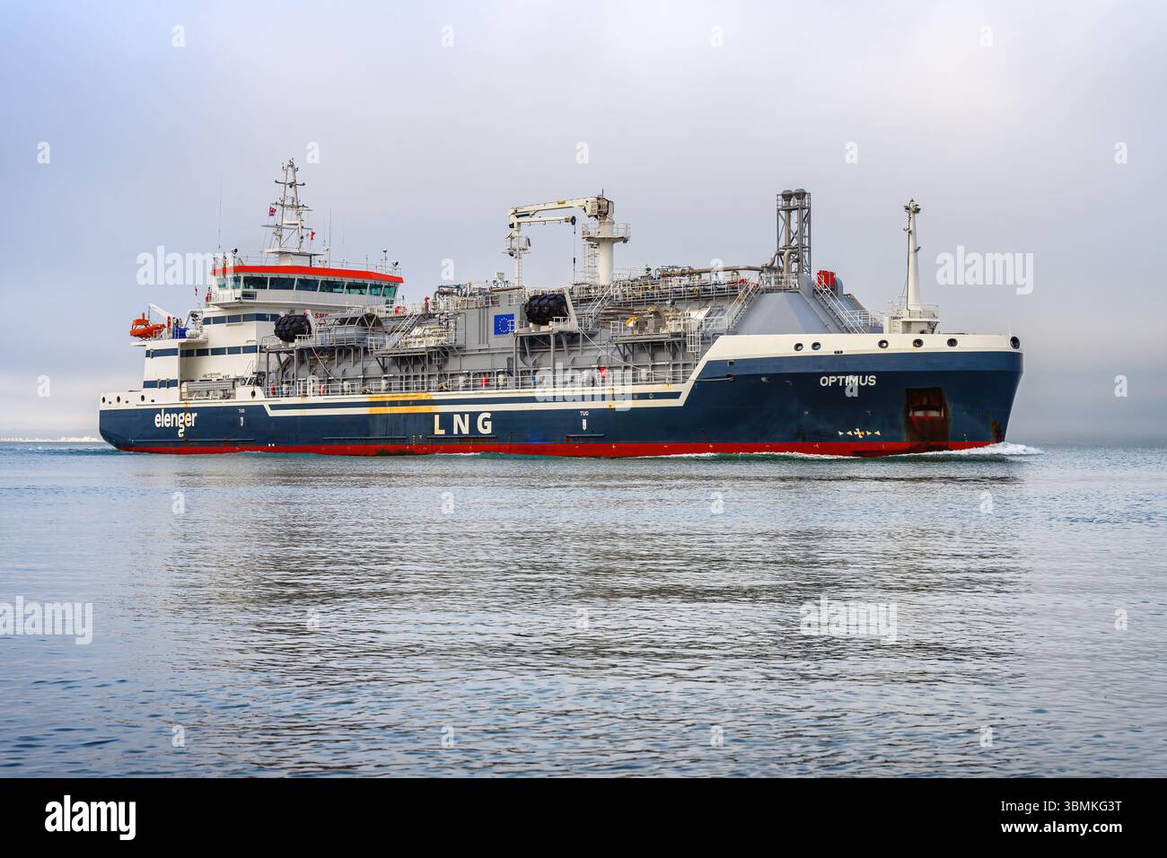 The LNG bunkering tanker Optimus, operated by Elenger Stock Photo - Alamy