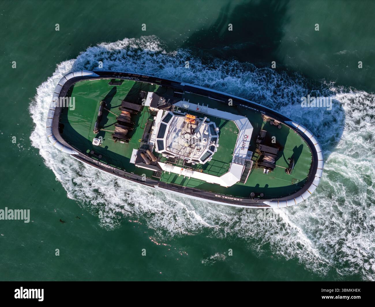 A look down view of the Serco ART 80-32 naval tug SD Tempest Stock ...