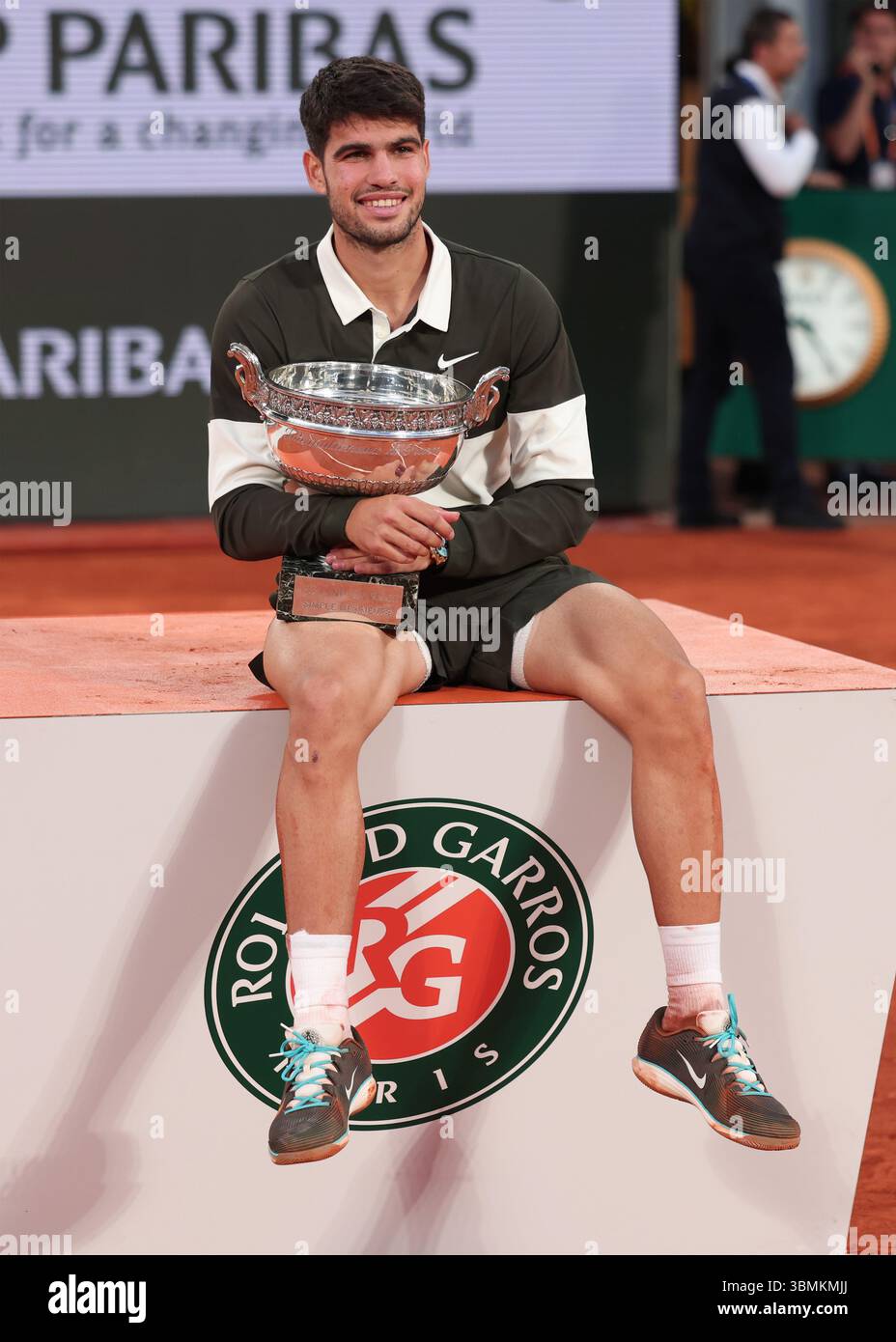 French Open 2025 winner Carlos Alcaraz holding the trophy at Roland ...