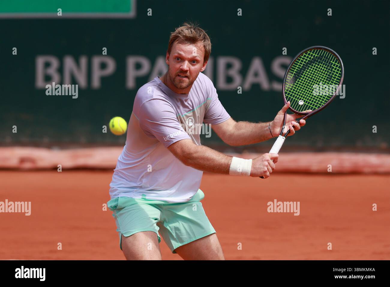 German tennis doubles player Kevin Krawietz in action at the French ...