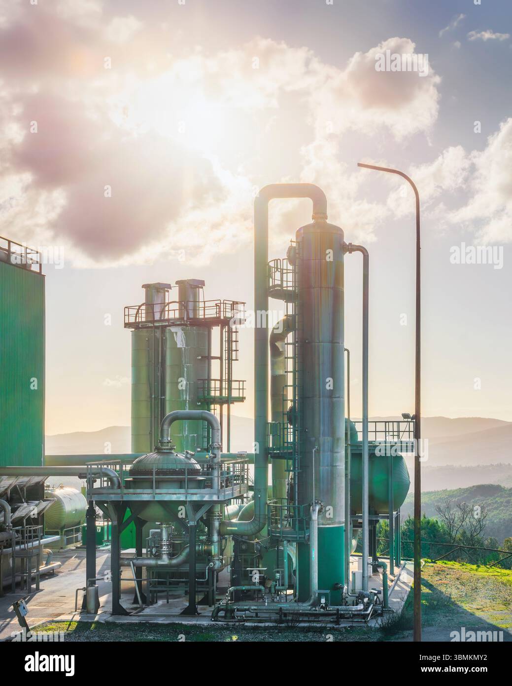 Pipelines of a geothermal power plant in Larderello, Tuscany region ...