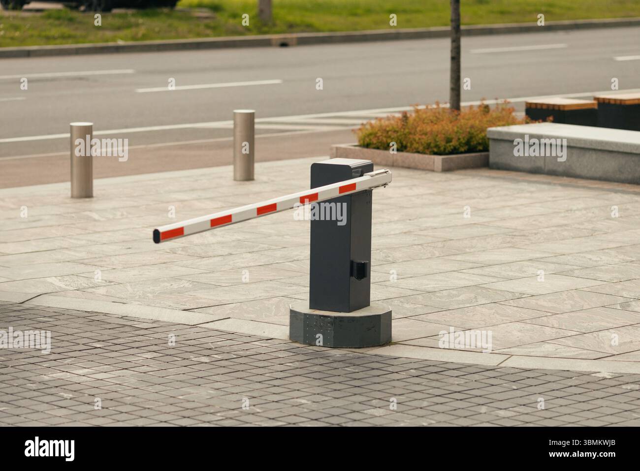 Barrier gate arm for parking entrance restriction system Stock Photo ...