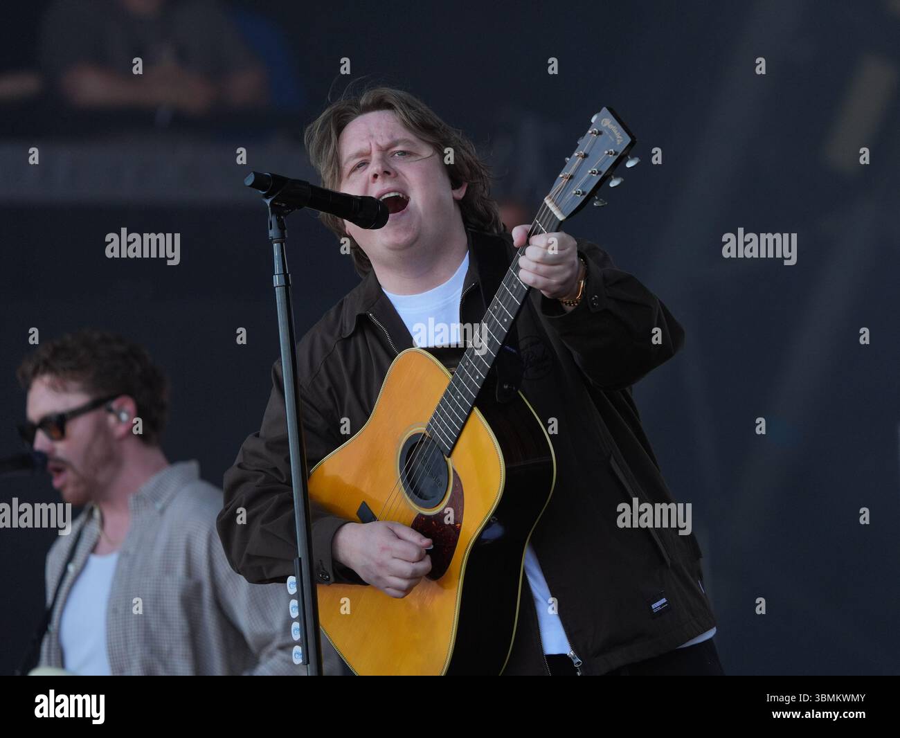 Lewis Capaldi performing on the Pyramid Stage during the Glastonbury ...