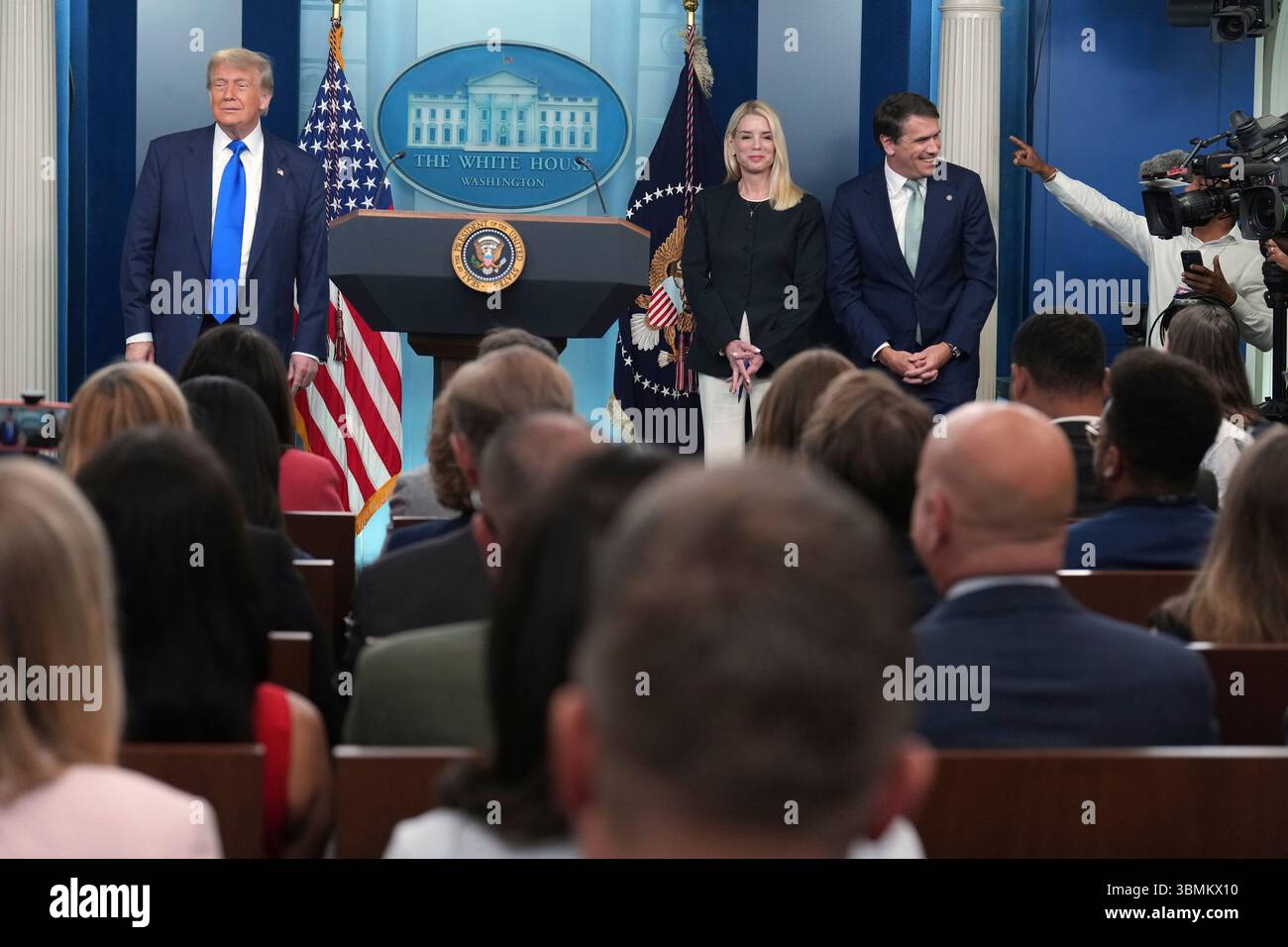 President Donald Trump, from left, speaks to the media as Attorney ...