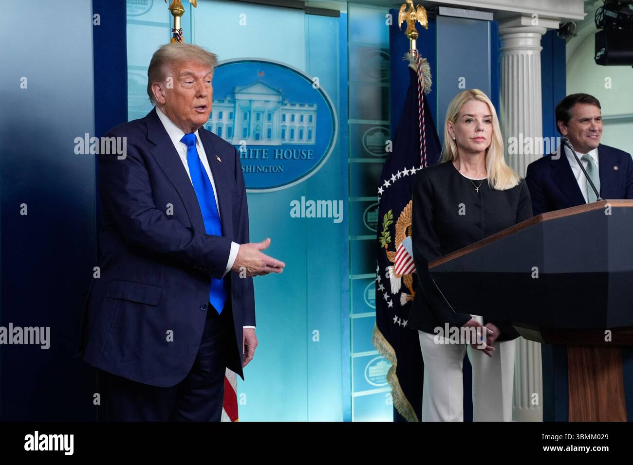 US President Donald Trump, Attorney General Pam Bondi and Deputy ...