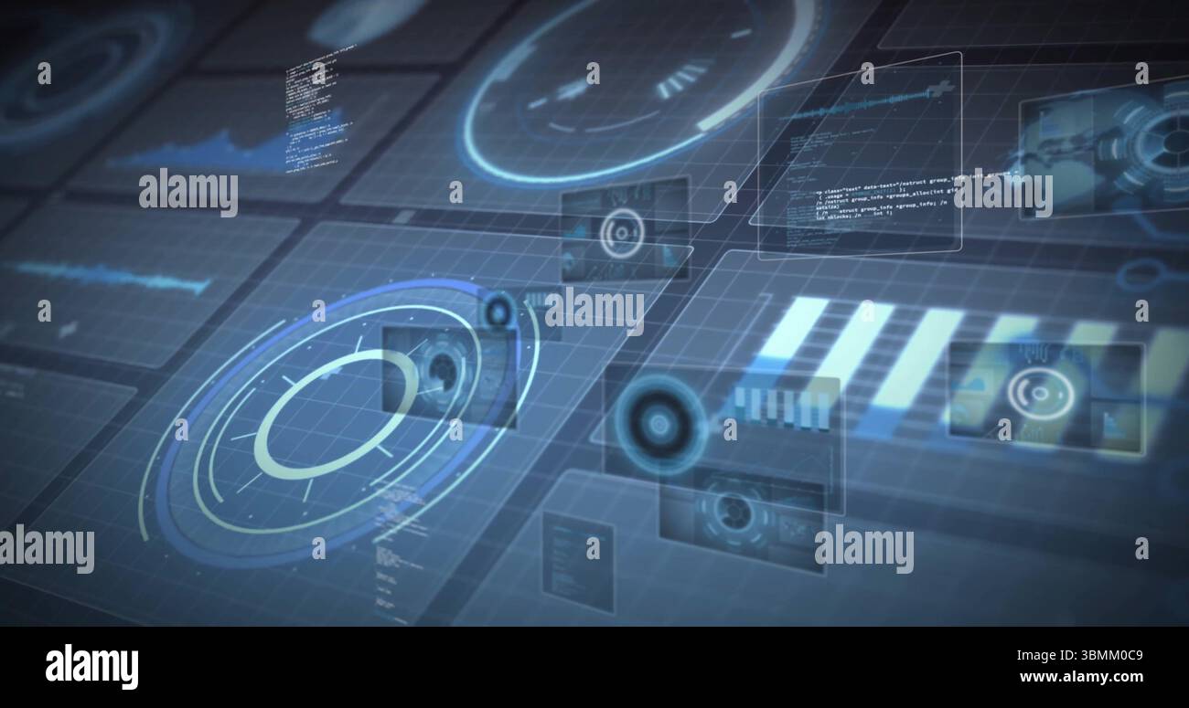 Holographic panels floating on grid hi-res stock photography and images - Alamy