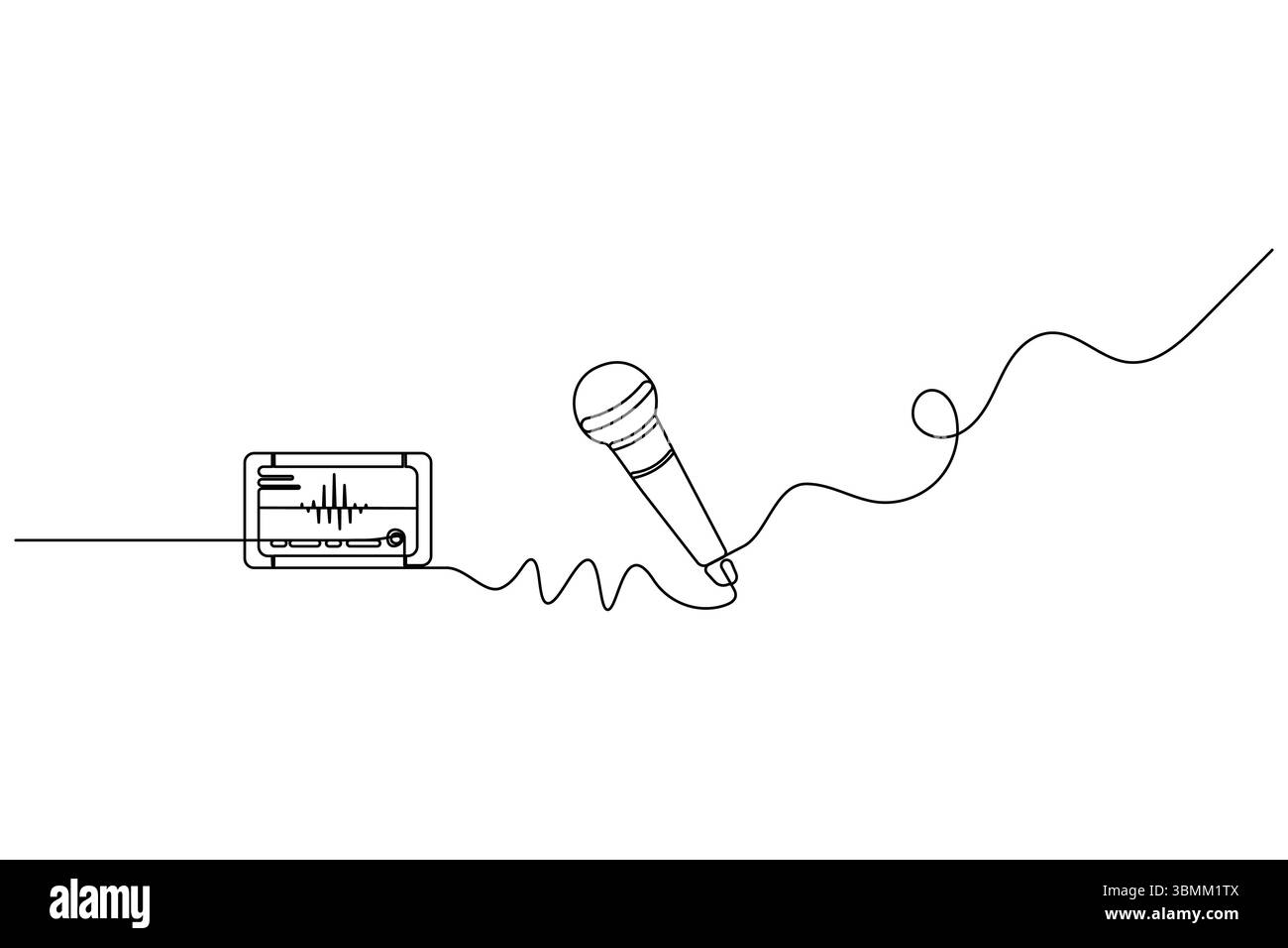 Microphone continuous one line drawing of isolated outline vector icon ...