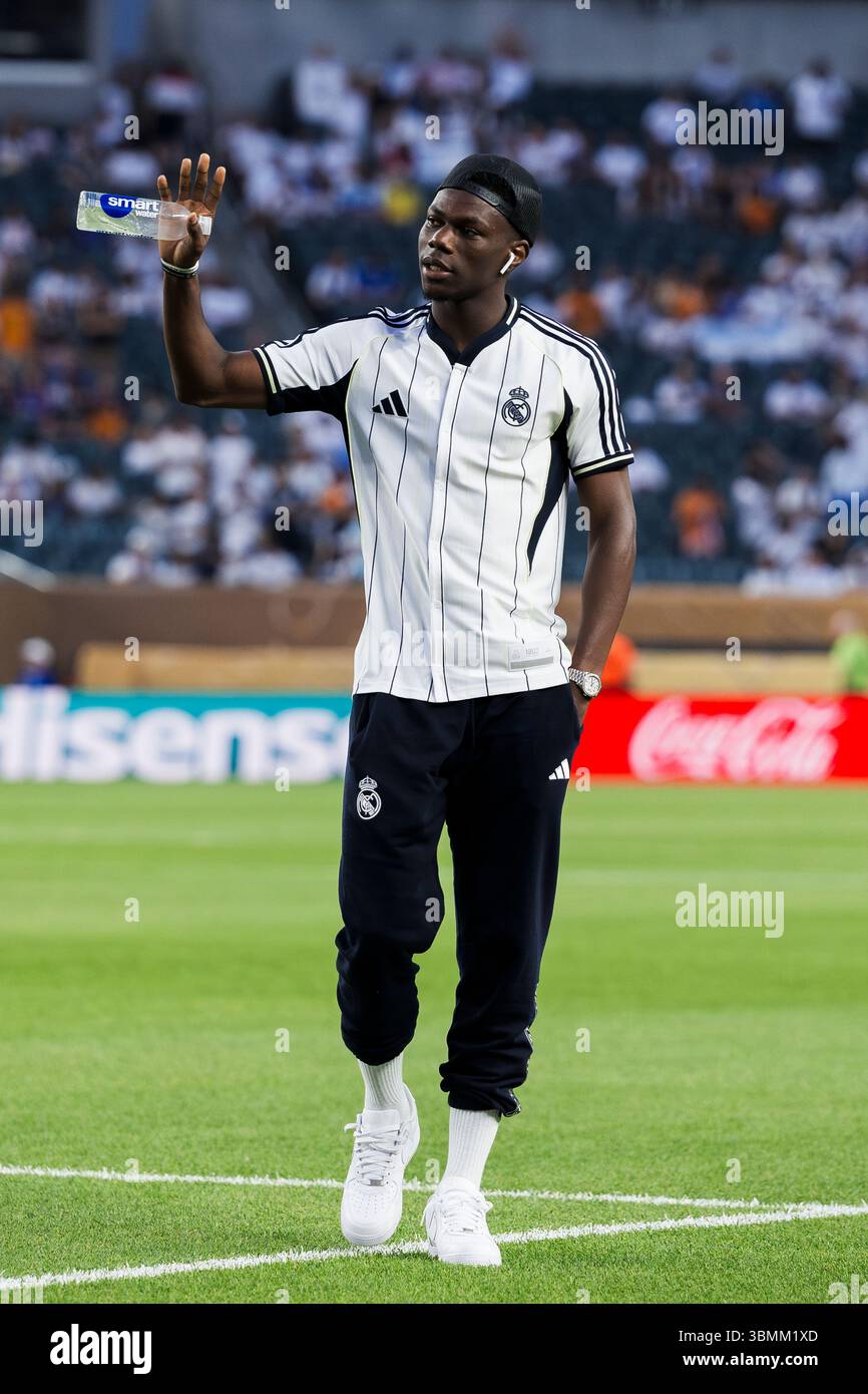 Aurelien Tchouameni of Real Madrid CF gestures prior to the FIFA Club ...