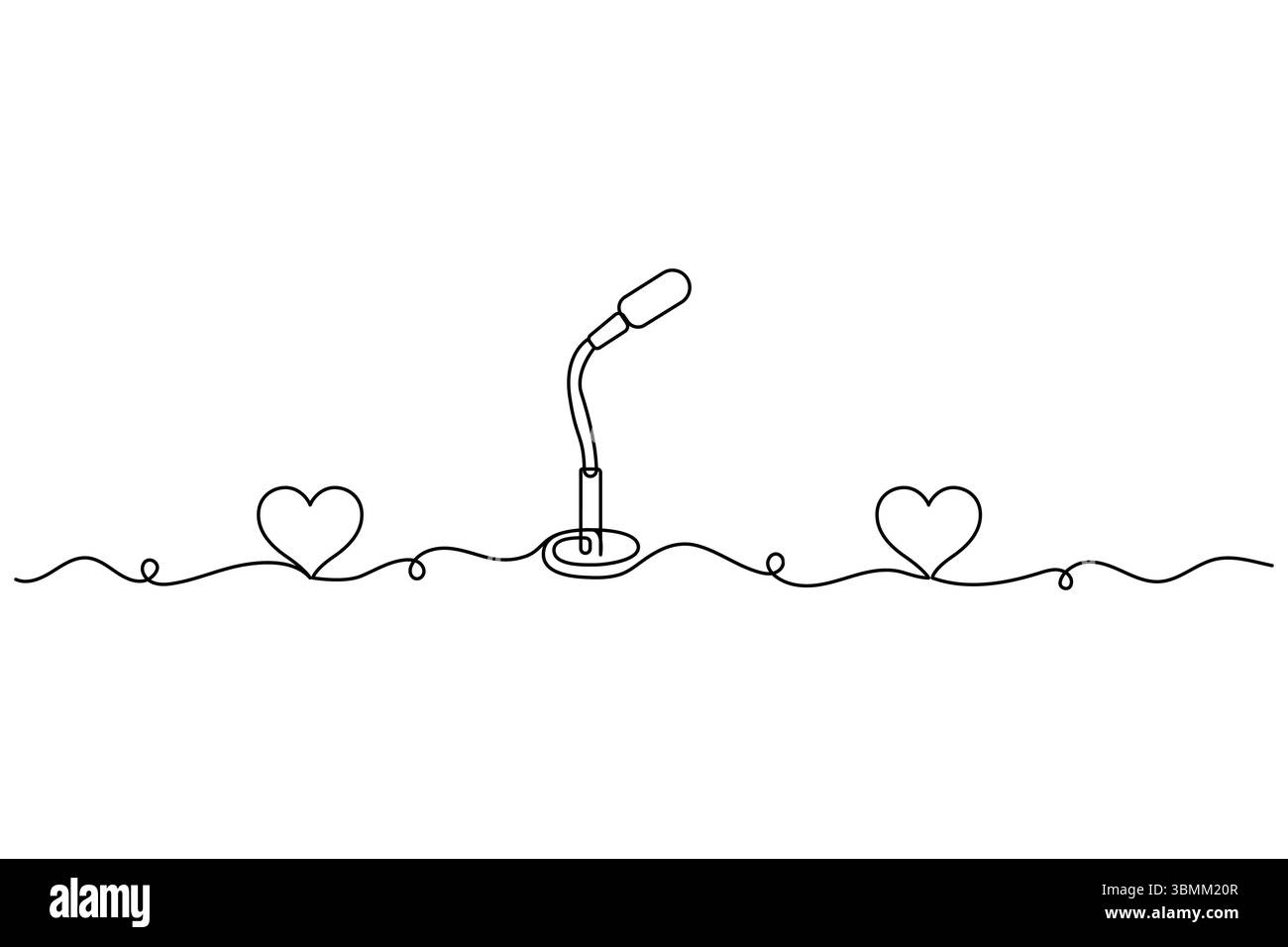 Microphone continuous single line art drawing of isolated on white ...